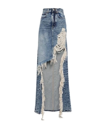 Vetements Distressed Denim Maxi Skirt