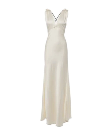 Victoria Beckham Gathered Open-back Crepe Satin Gown - White