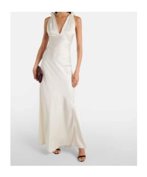 Victoria Beckham Gathered Open-back Crepe Satin Gown