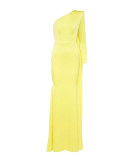 Alex Perry Caped One-shoulder Satin Gown