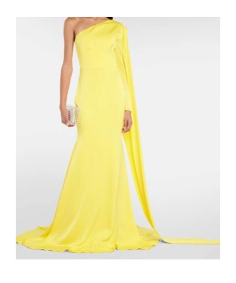 Alex Perry Caped One-shoulder Satin Gown