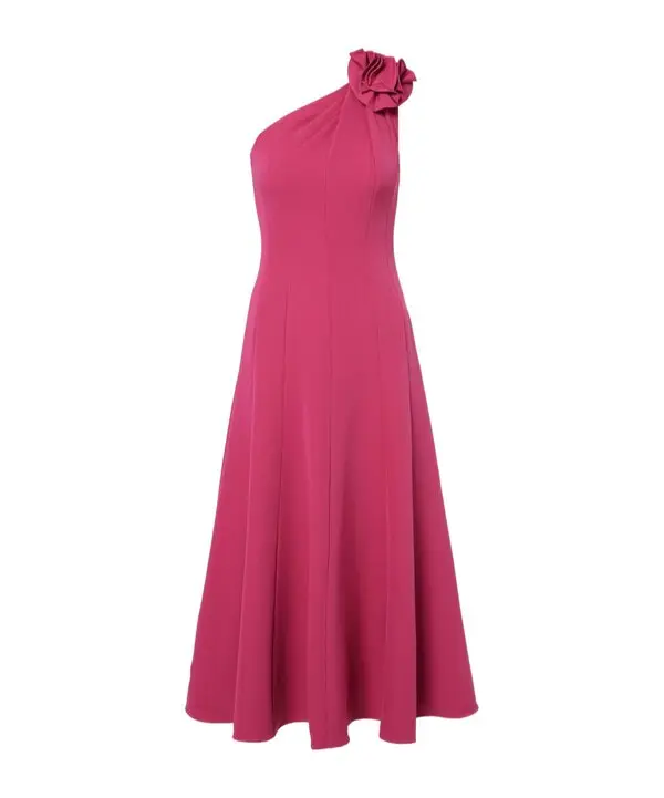 Roland Mouret Floral-appliqué One-shoulder Cocktail Dress - Pink