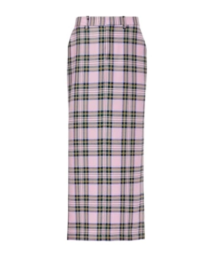 AREA Plaid Wool Midi Skirt