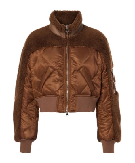 BLANCHA Quilted Shearling Bomber Jacket - Brown