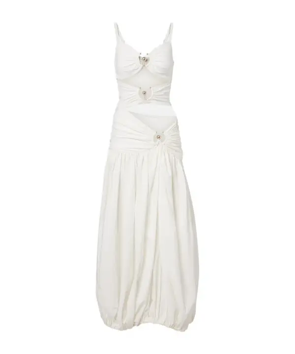 Christopher Esber Orbit Cutout Ruched Jersey Maxi Dress - White