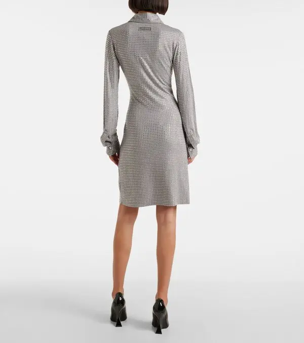 Attico Crystal-embellished Jersey Shirt Dress