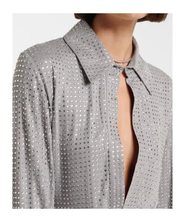 Attico Crystal-embellished Jersey Shirt Dress