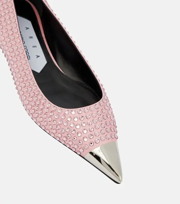 AREA Rhinestone Embellished Pointed Toe Ballet Flats