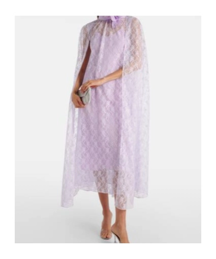 RODARTE Floral Lace Cape Midi Dress