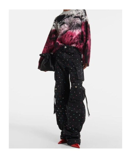 Attico Fern Studded High-rise Cargo Jeans