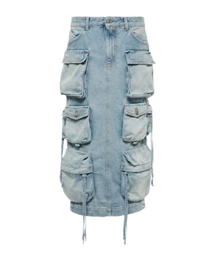 Attico Cargo Denim Midi Skirt
