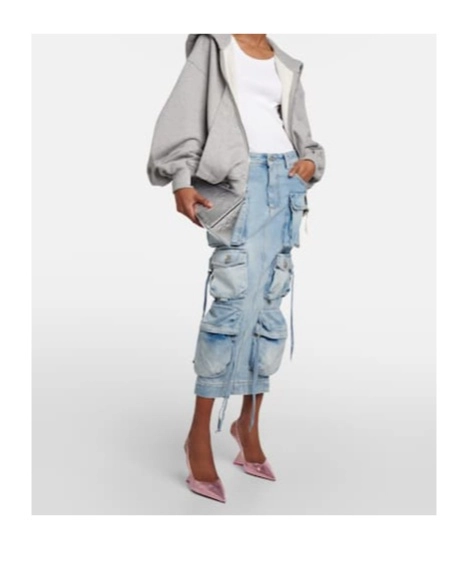 Attico Cargo Denim Midi Skirt