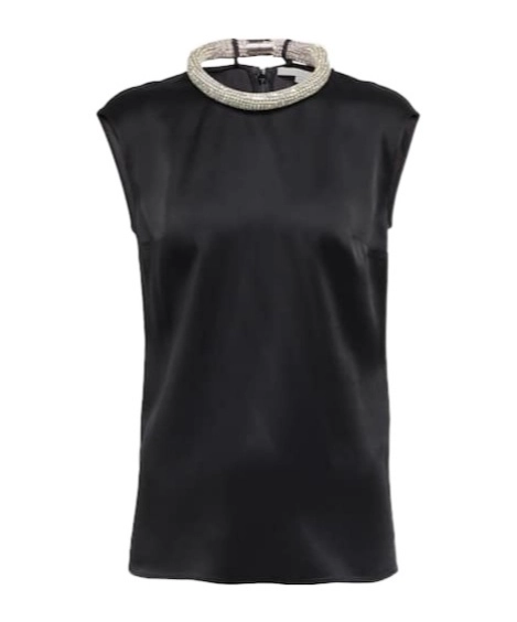 Stella McCartney Crystal-embellished Satin Top - Black