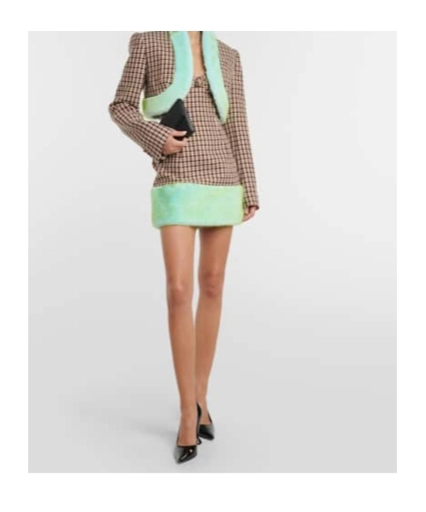 AREA Faux Fur-trimmed Strapless Minidress