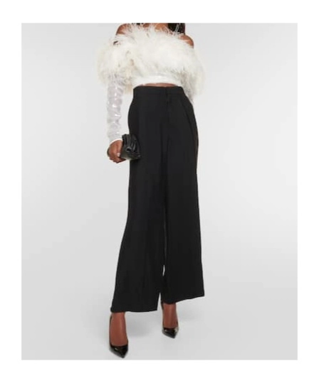 David Koma Sequined Feather-trimmed Crop Top