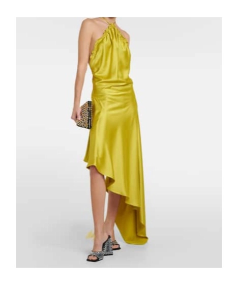 Attico Feather-trimmed Satin Gown