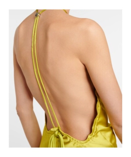 Attico Feather-trimmed Satin Gown