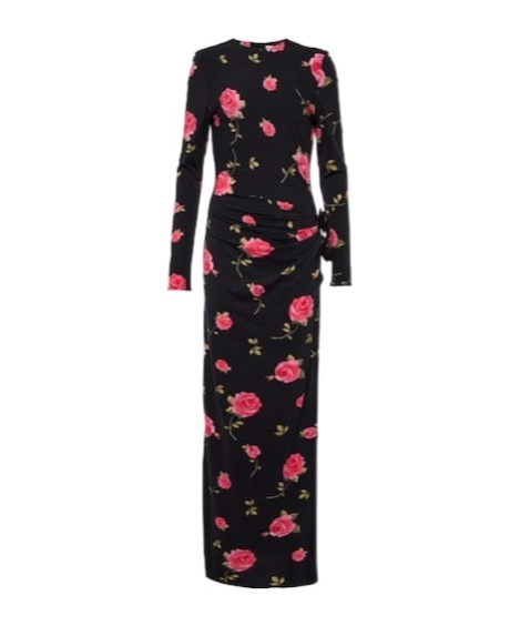 Magda Butrym Floral-appliqué Gathered Maxi Dress - Black