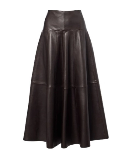 Nour Hammour Daria Leather Midi Skirt - Black