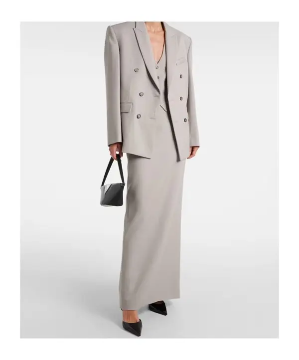 Wardrobe.NYC Straight High Waist Skirt With Back Slit Detail