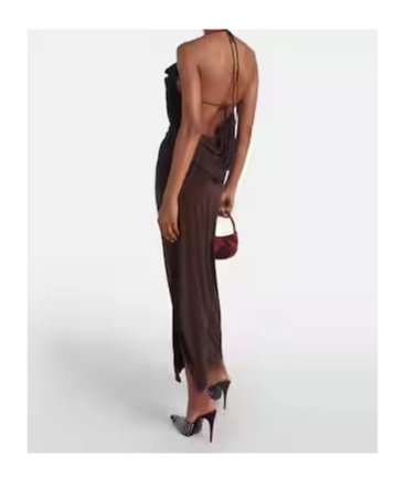Magda Butrym Floral-appliqué Draped Midi Dress