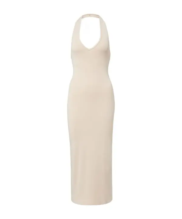 NILI LOTAN Stevie Cotton Jersey Halterneck Midi Dress - Nude