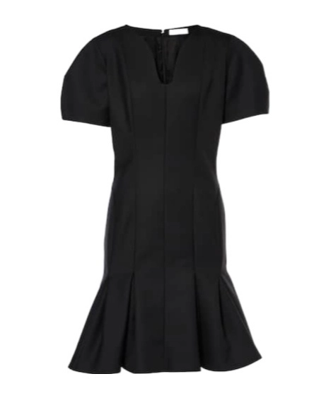 Nina Ricci Wool Gabardine Midi Dress With Short Sleeves And Fishtail Hem