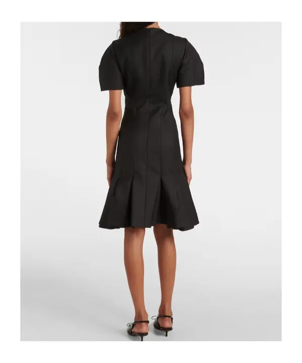 Nina Ricci Wool Gabardine Midi Dress With Short Sleeves And Fishtail Hem