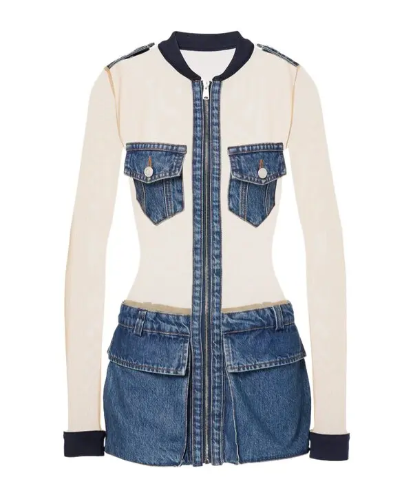 Coperni Hallucination Sheer And Denim Mini Dress - Pink