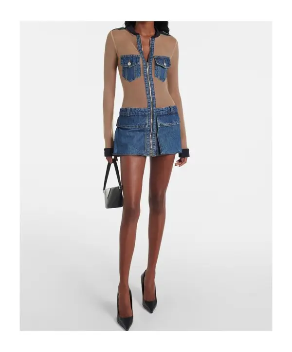 Coperni Sheer And Denim Mini Dress