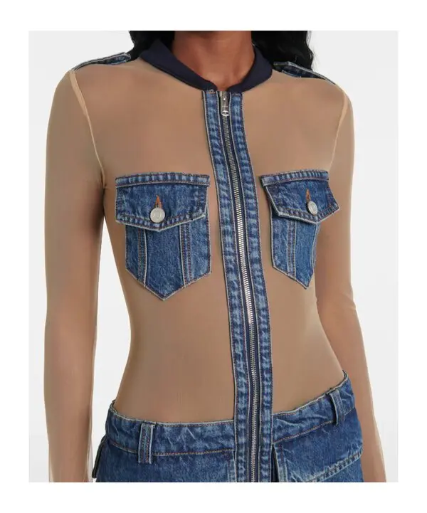 Coperni Sheer And Denim Mini Dress