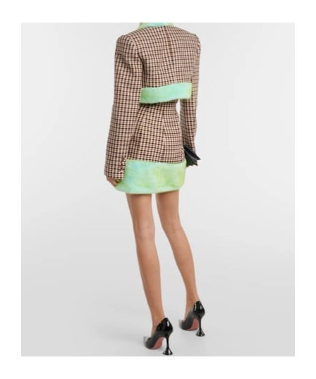 AREA Cropped Faux Fur-trimmed Jacket