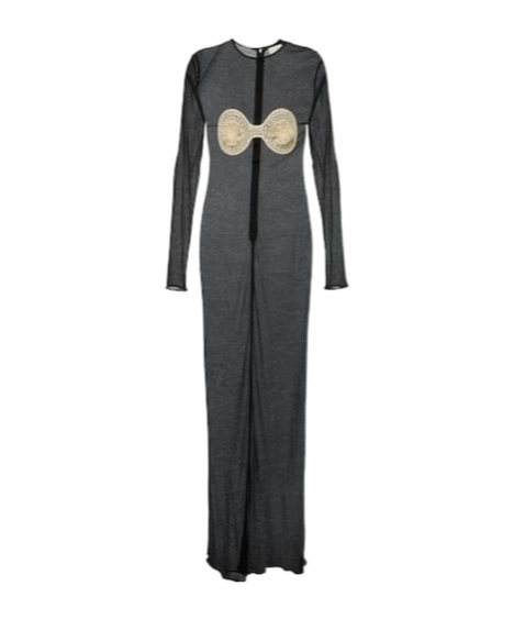 Magda Butrym Crochet-trimmed Jersey Maxi Dress - Black