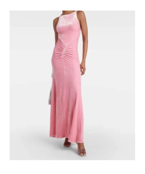 Rabanne Embellished Ruched Velvet Gown