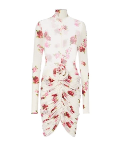 Magda Butrym Floral-appliqué Sheer Jersey Minidress - White