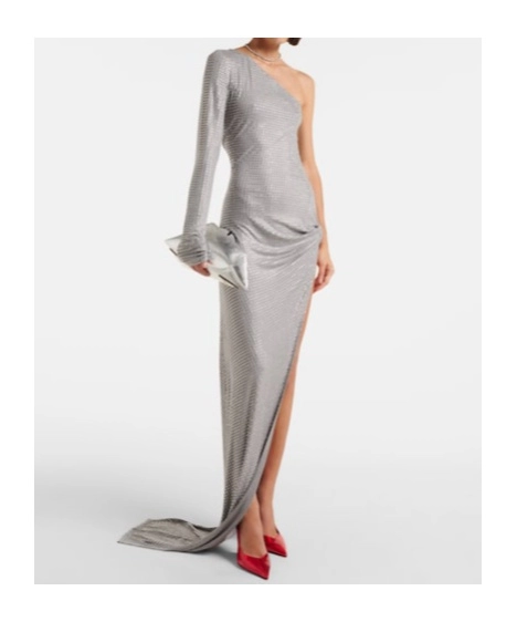 Attico Crystal-embellished One-shoulder Gown