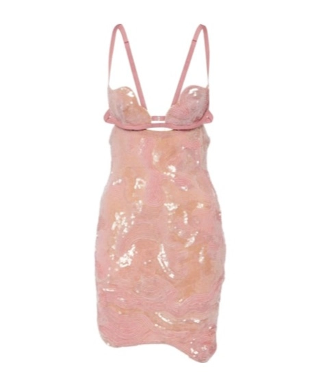 NENSI DOJAKA Heartbeat Sequined Asymmetric Minidress