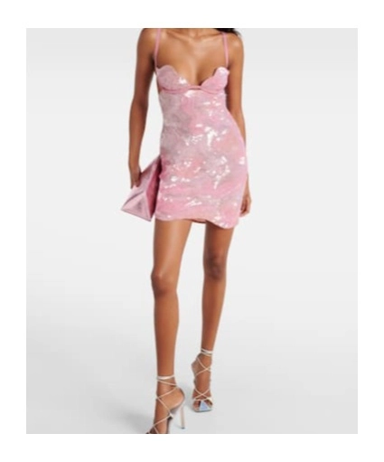 NENSI DOJAKA Heartbeat Sequined Asymmetric Minidress