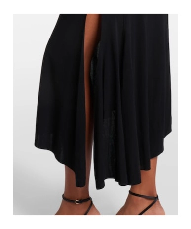 Victoria Beckham Gathered Asymmetric Jersey Midi Dress