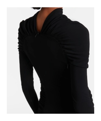 Victoria Beckham Gathered Asymmetric Jersey Midi Dress