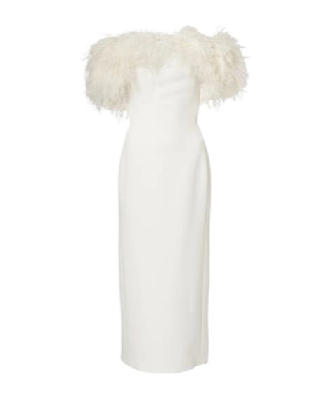 David Koma Bridal Feather-trimmed Midi Dress