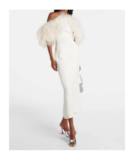David Koma Bridal Feather-trimmed Midi Dress