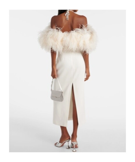 David Koma Bridal Feather-trimmed Midi Dress