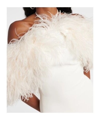 David Koma Bridal Feather-trimmed Midi Dress