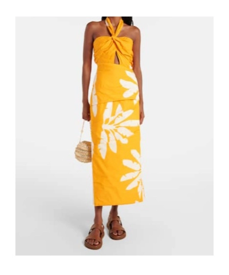 Johanna Ortiz Printed Twisted Cutout Midi Dress