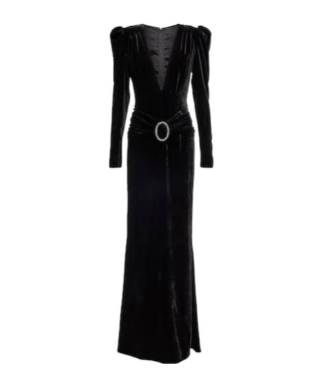 Alessandra Rich Embellished Velvet Dress - Black