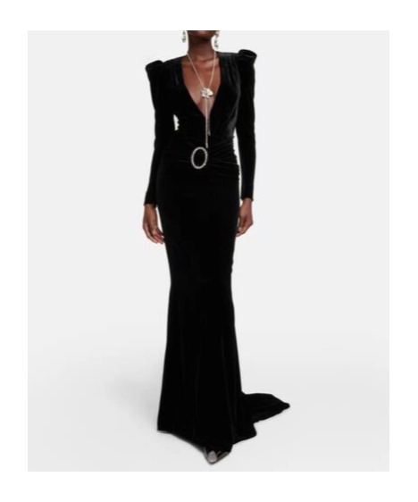 Alessandra Rich Embellished Velvet Dress