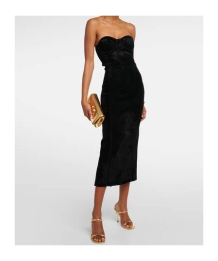 Galvan Titania Strapless Velvet Midi Dress