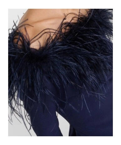 SAFIYAA LONDON Starlana Feather-trimmed Off-shoulder Gown