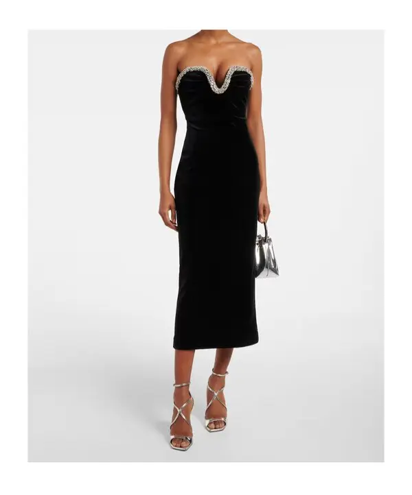 Roland Mouret Embellished Strapless Slit Dress